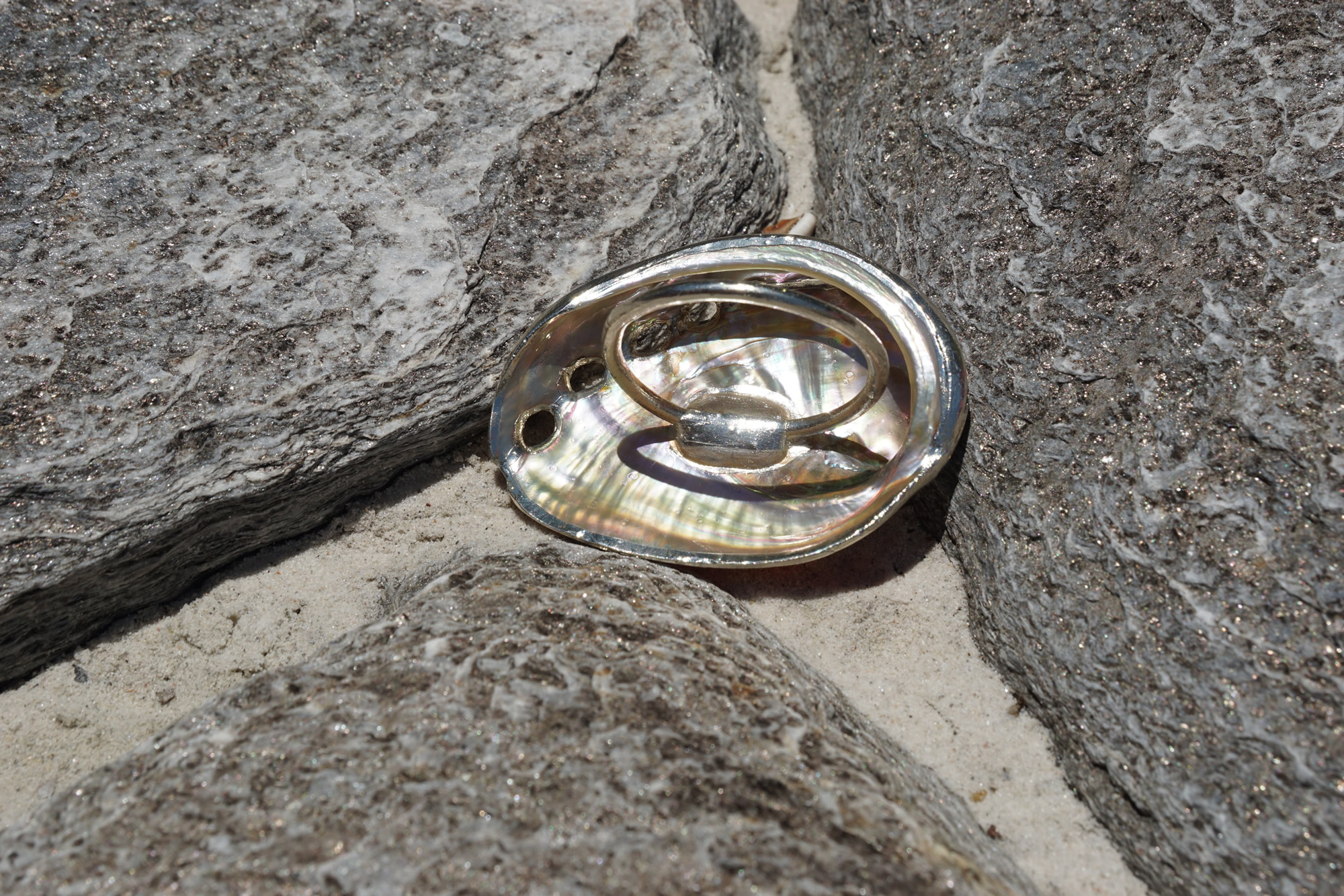 Red Abalone Napkin Ring with Silver Trim 2.5-3inch - Buy Shells Online ...